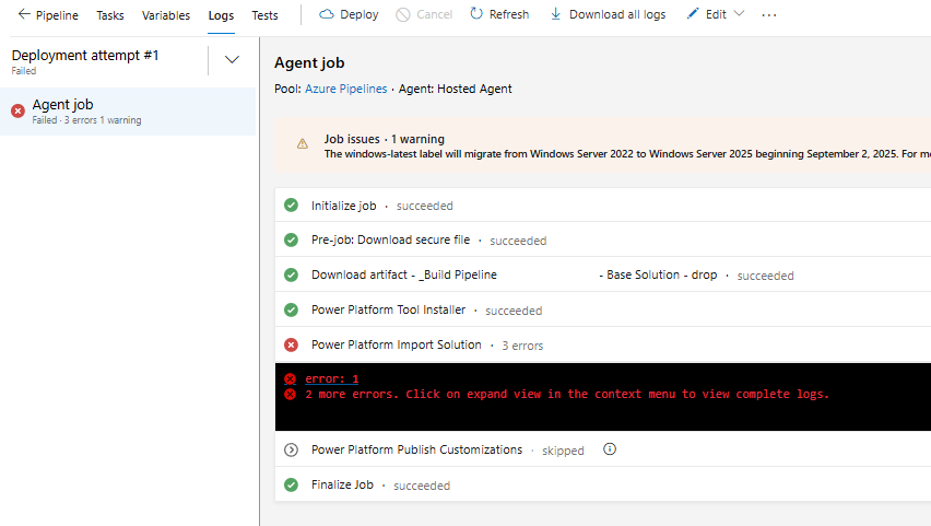 Quick Tip: Debugging failed Azure DevOps deployments for Power Platform solutions